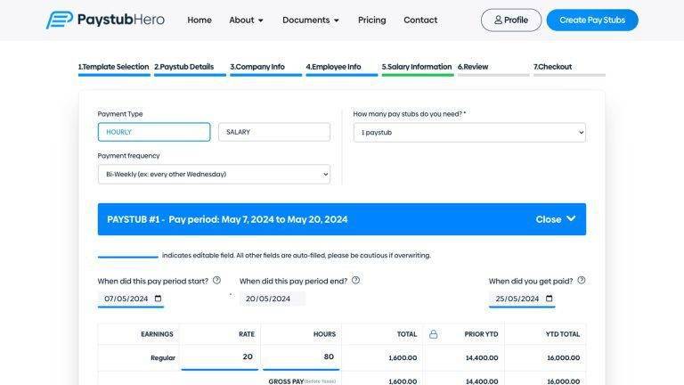 PDF Paystub Generator - Create Paystubs Instantly | PaystubHero