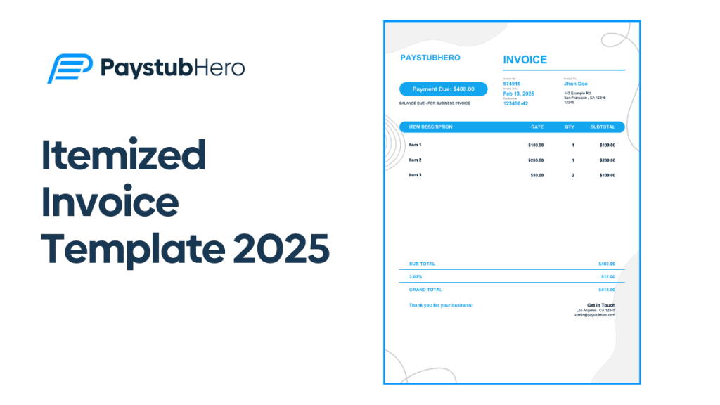 Itemized Invoice Template 2025 - Paystub Hero