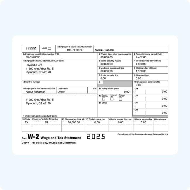 W2 Form Template | Quick & Accurate Tax Filing | PaystubHero